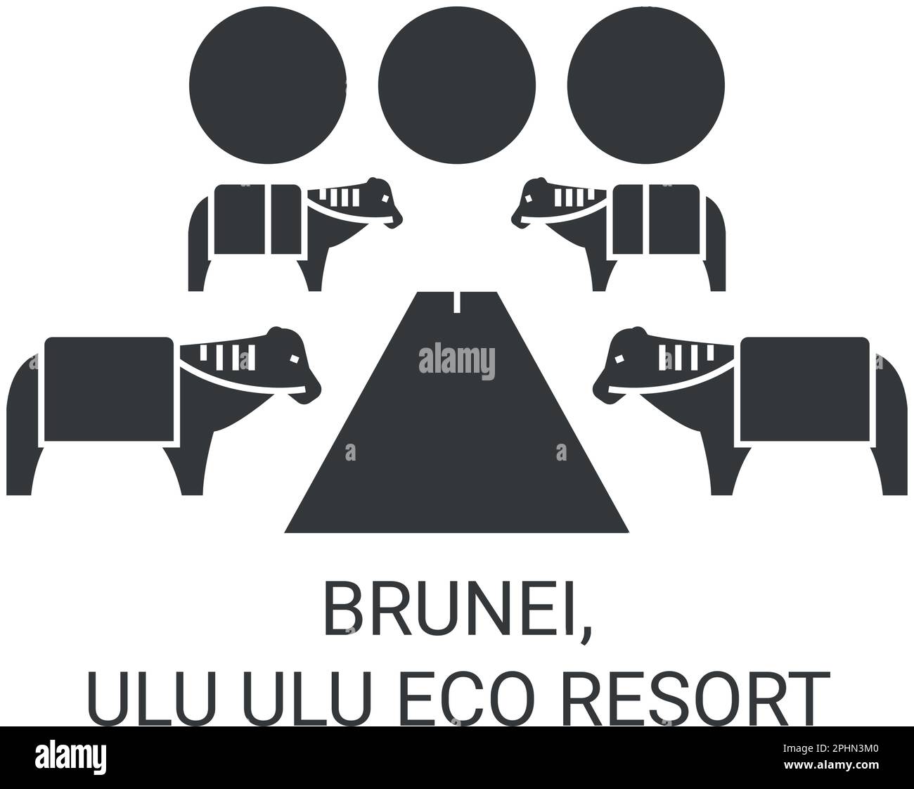 Brunei, Ulu Ulu Eco Resort travel landmark vector illustration Stock ...