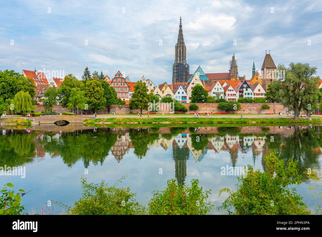 Cityscape of German town Ulm reflecting on river Danube Stock Photo - Alamy
