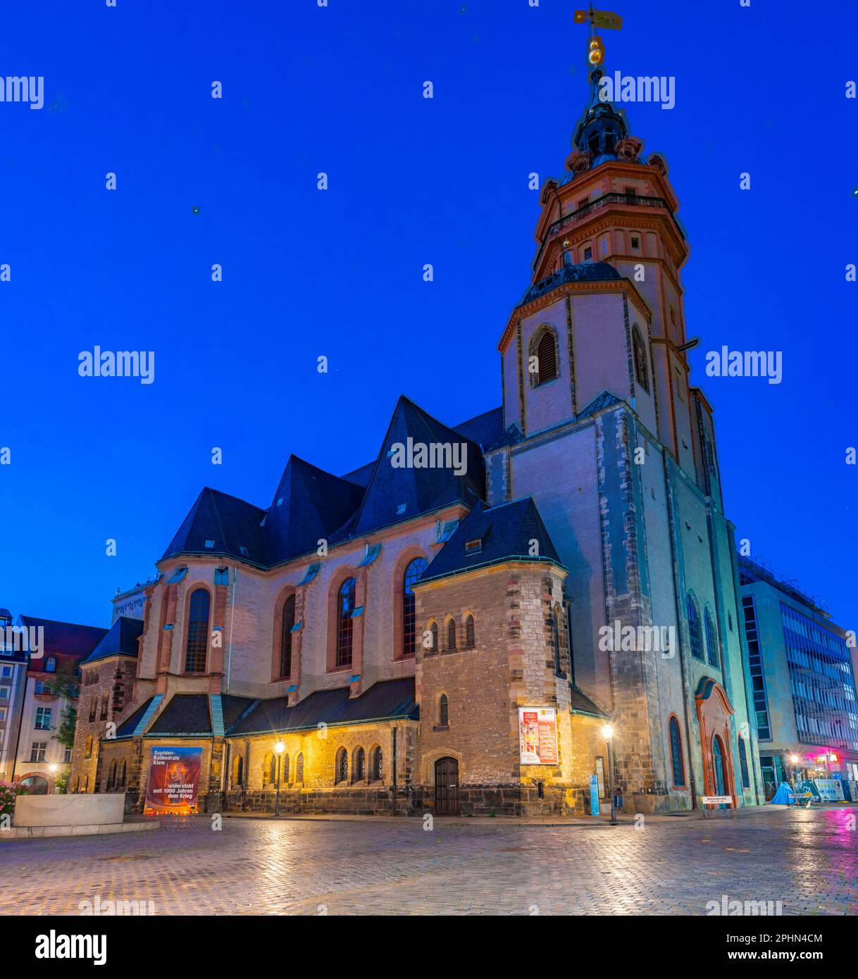 Sunrise view of Saint Nicholas church in Leipzig, Germany Stock Photo ...