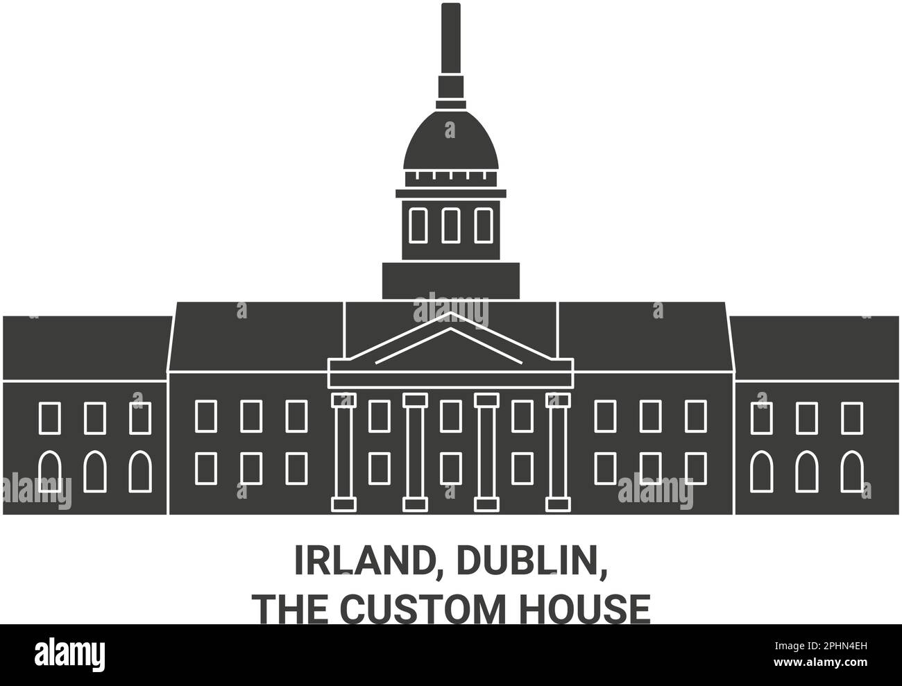 Irland, Dublin, The Custom House travel landmark vector illustration ...