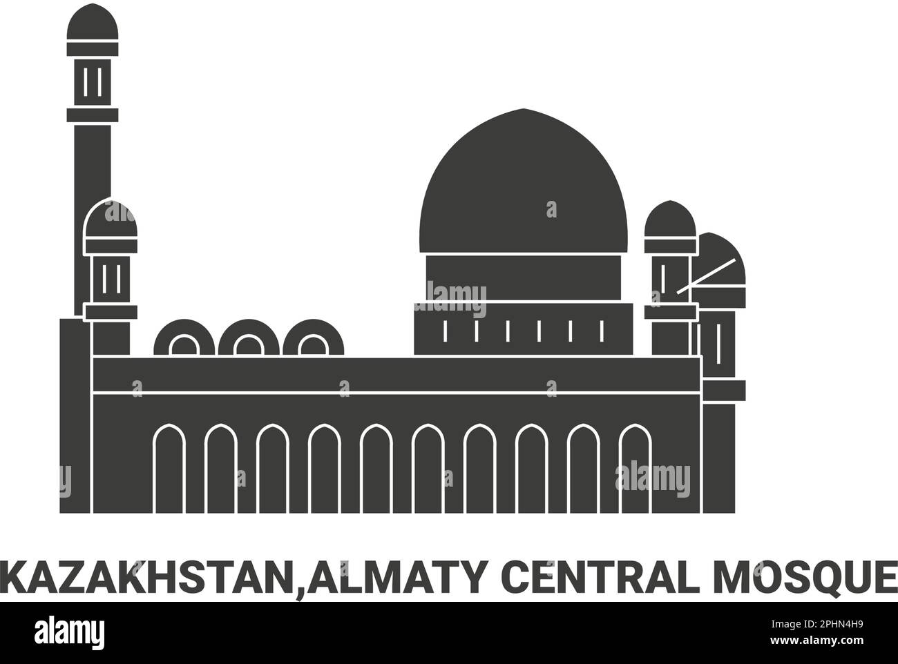 Kazakhstan,Almaty Central Mosque, travel landmark vector illustration ...