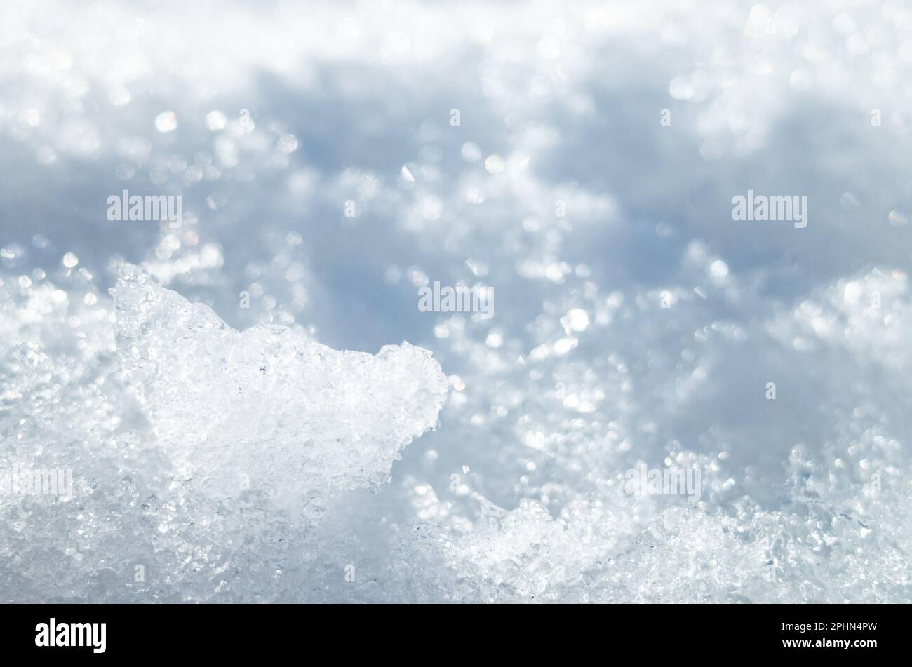 Close-up of snow ice, with intricate patterns and textures. The crisp ...