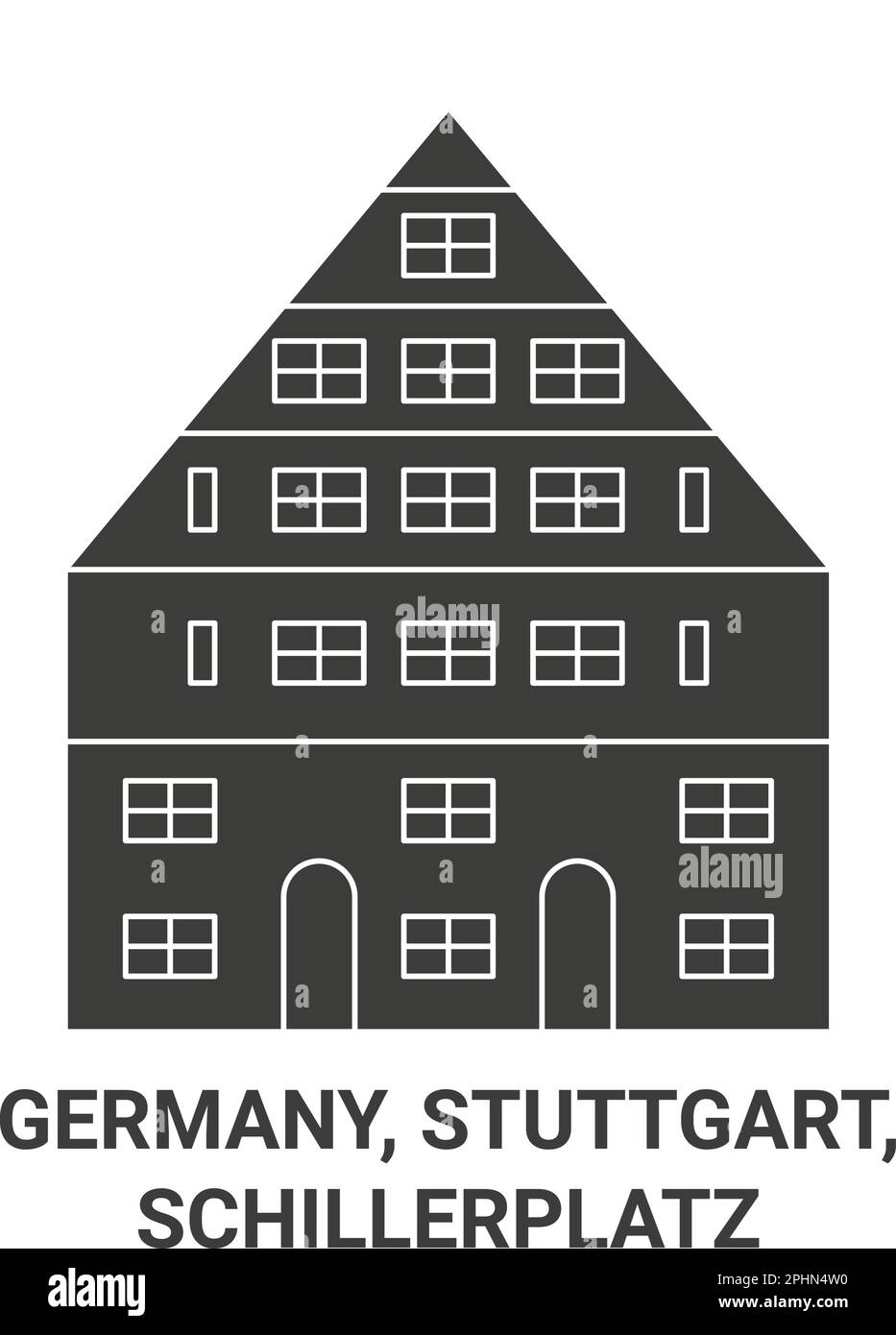 Germany, Stuttgart, Schillerplatz travel landmark vector illustration Stock Vector Image & Art ...