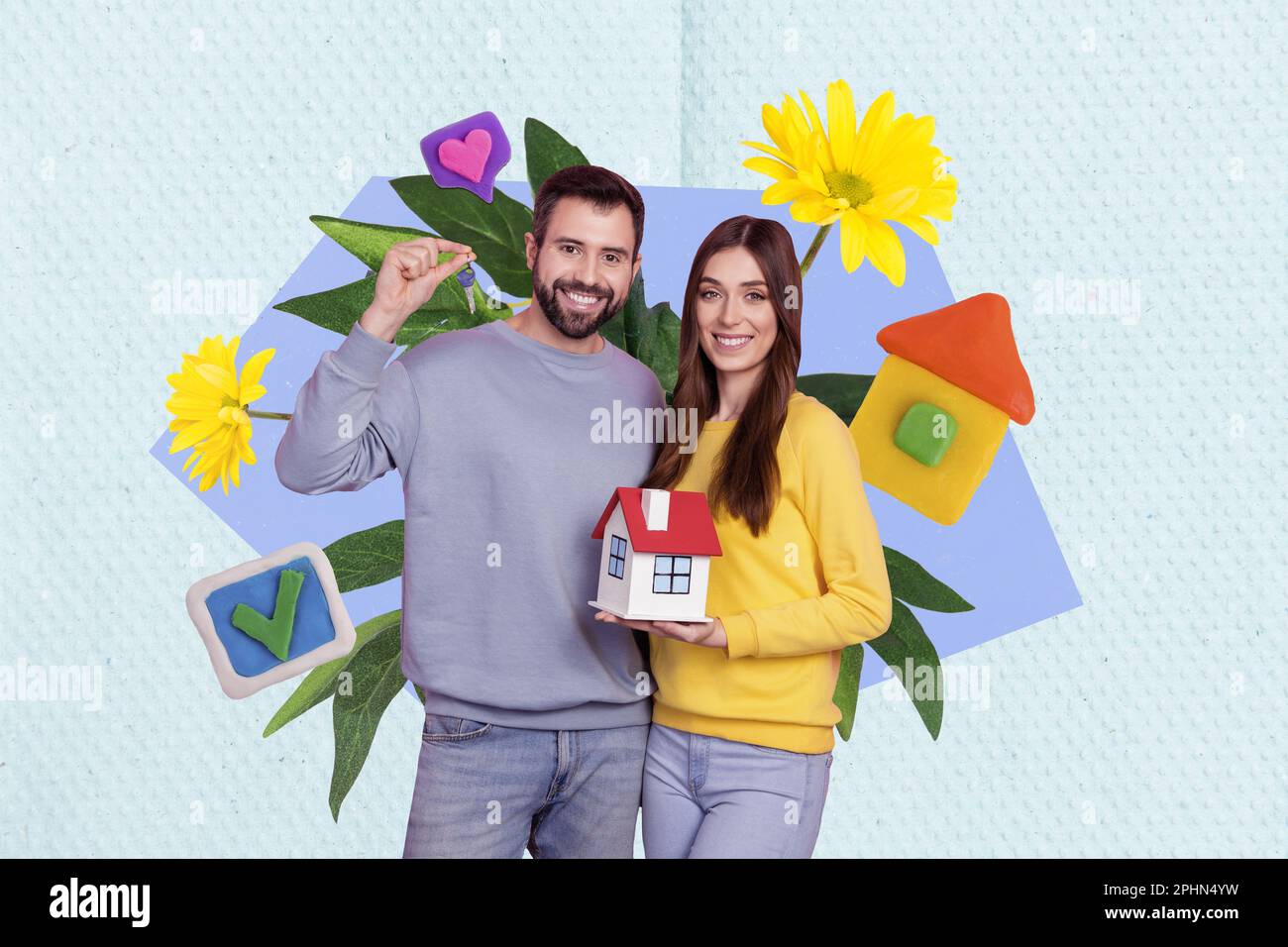 Creative composite concept collage photo of happy positive young family ...