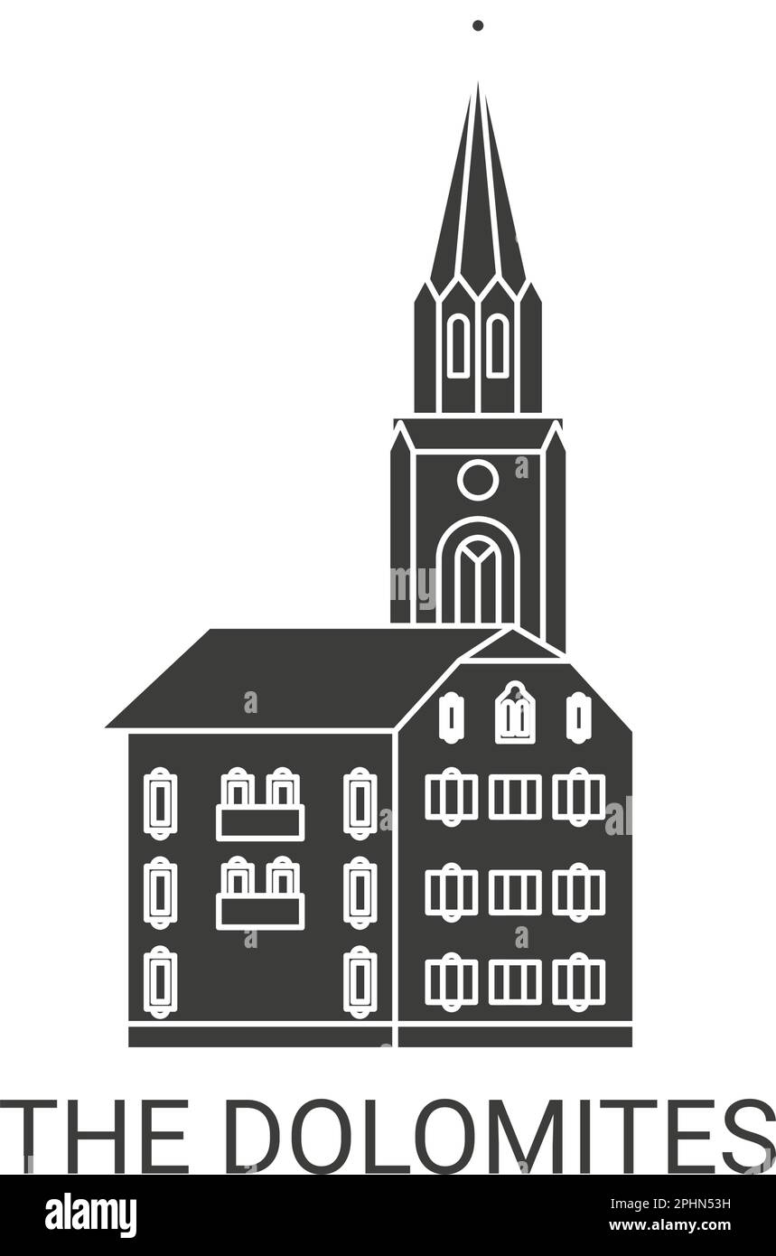 Italy, The Dolomites travel landmark vector illustration Stock Vector ...