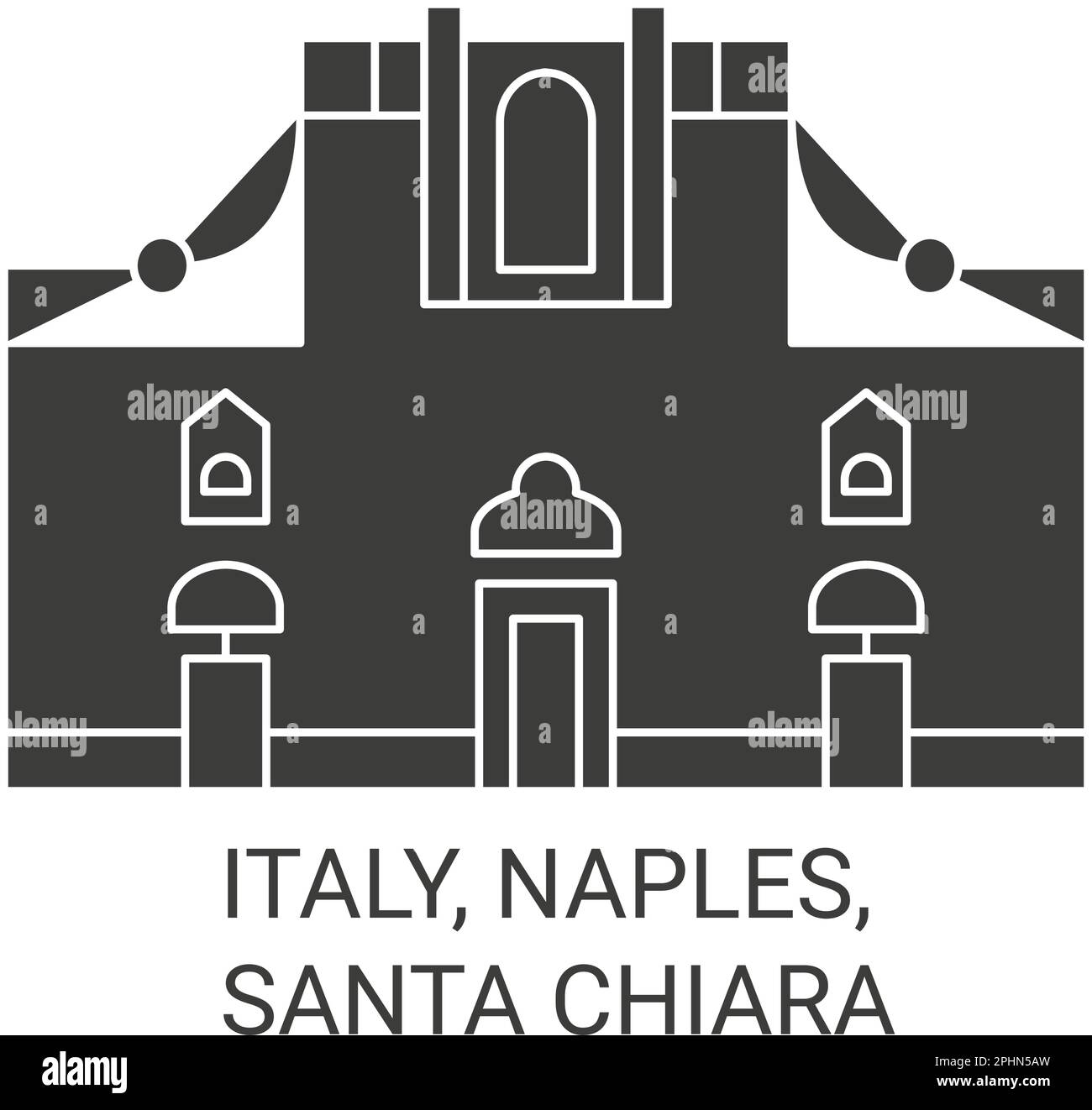 Italy, Naples, Santa Chiara travel landmark vector illustration Stock ...