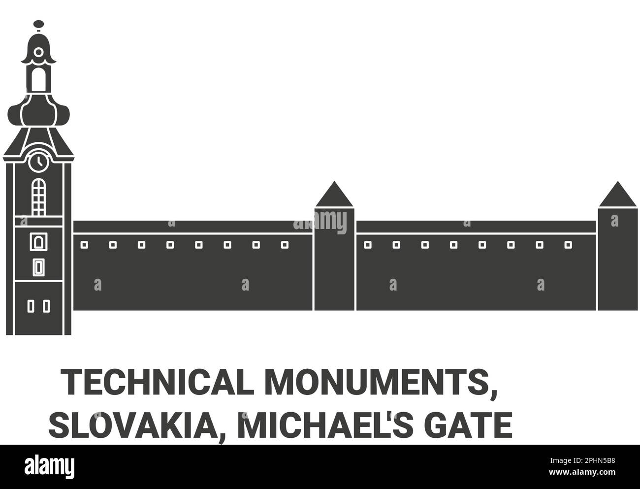 Slovakia, Michael's Gate travel landmark vector illustration Stock ...