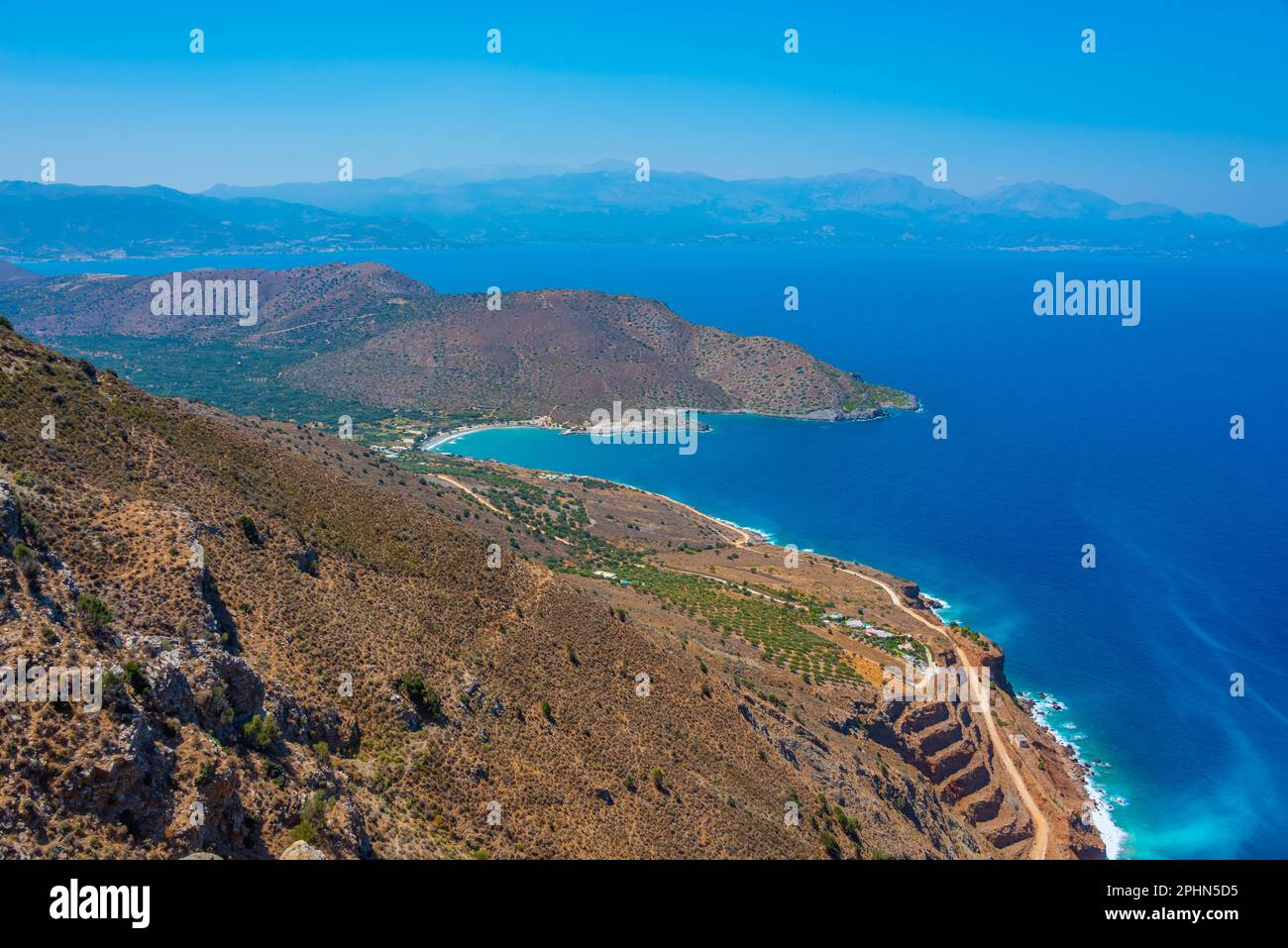 Panorama view of Mirabello bay at Greek island Crete Stock Photo - Alamy
