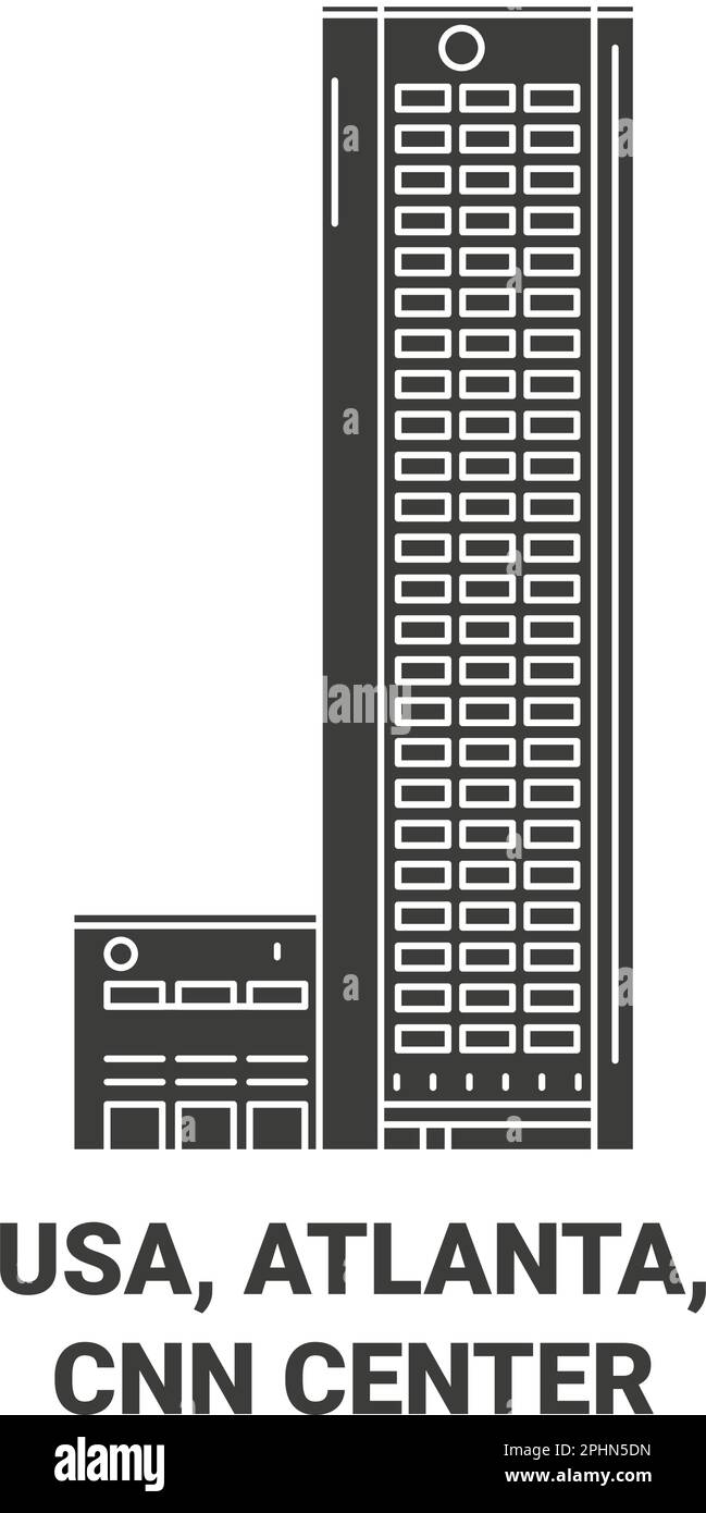 Usa, Atlanta, Cnn Center travel landmark vector illustration Stock ...