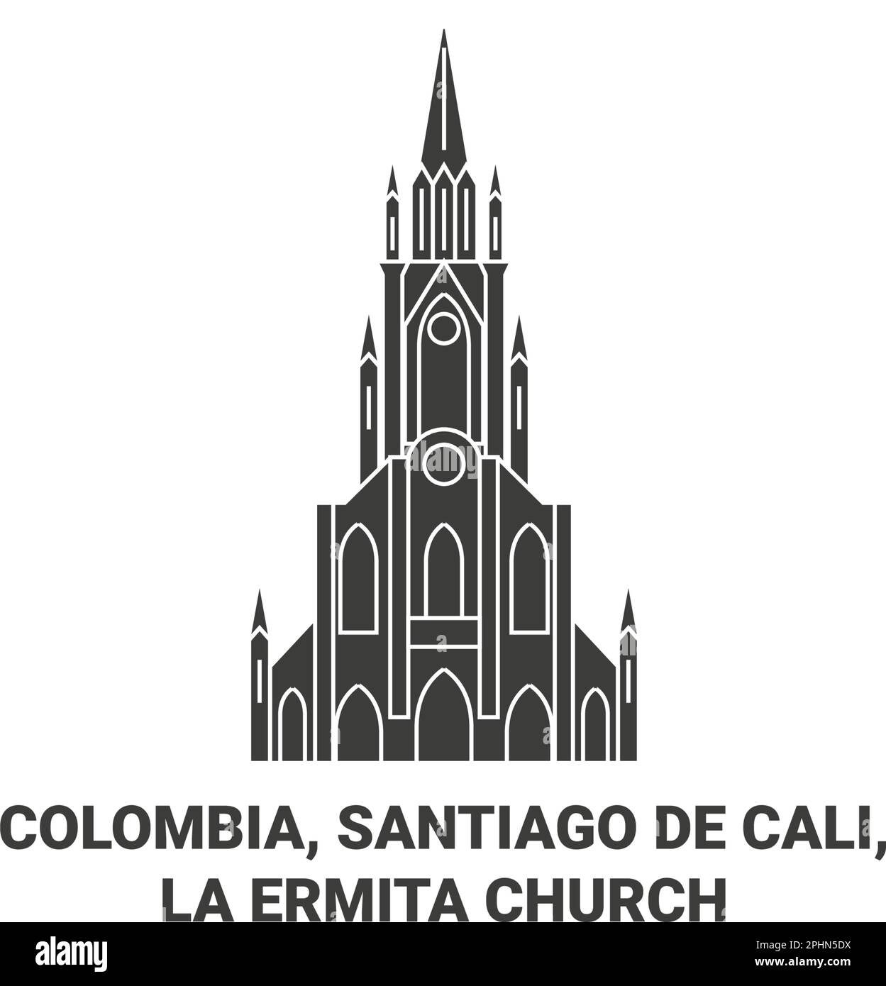 Colombia, Santiago De Cali, La Ermita Church travel landmark vector ...