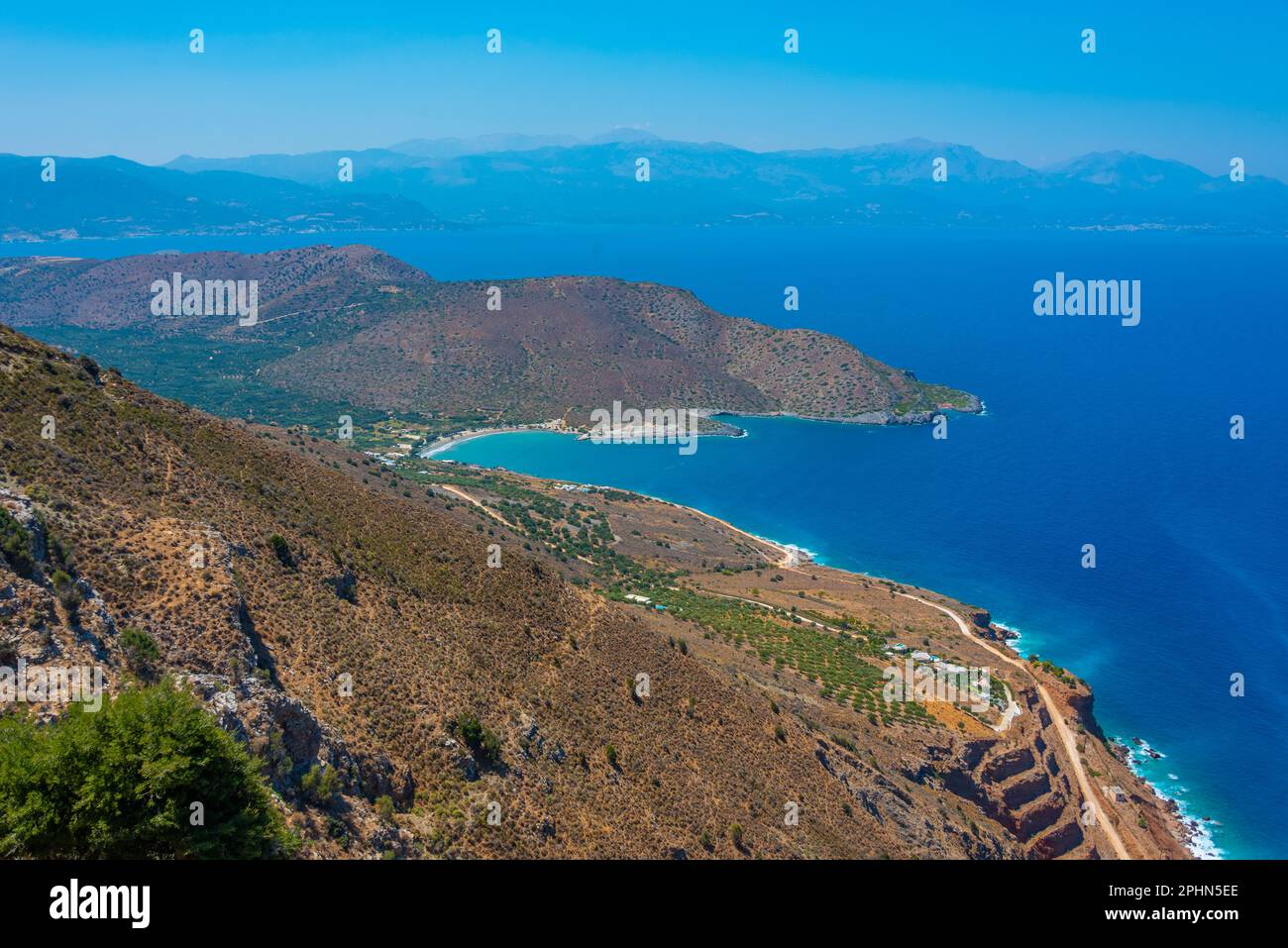 Panorama view of Mirabello bay at Greek island Crete Stock Photo - Alamy