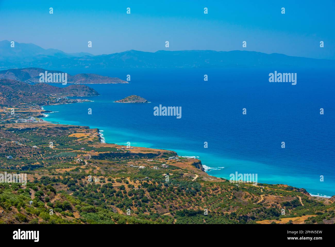 Panorama view of Mirabello bay at Greek island Crete Stock Photo - Alamy