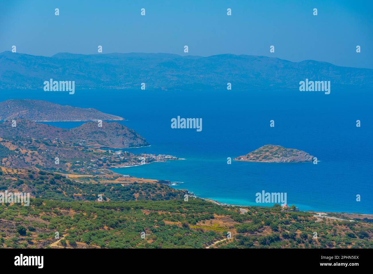 Panorama view of Mirabello bay at Greek island Crete Stock Photo - Alamy