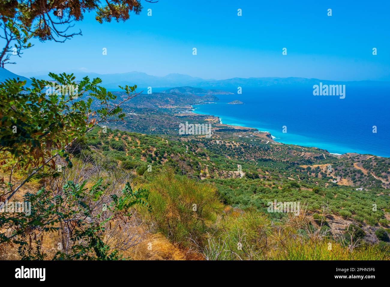 Panorama view of Mirabello bay at Greek island Crete Stock Photo - Alamy