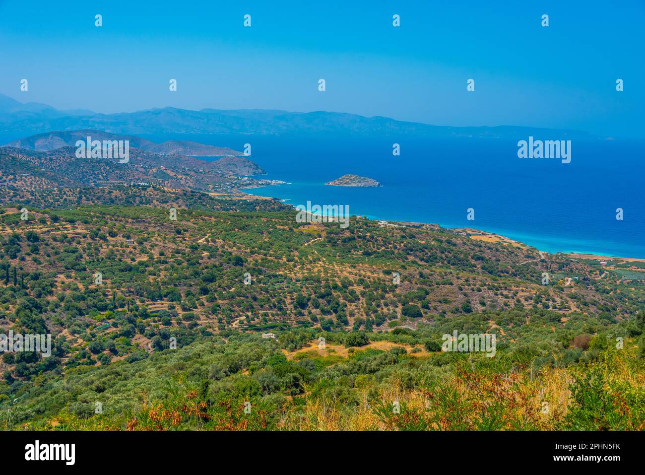 Panorama view of Mirabello bay at Greek island Crete Stock Photo - Alamy