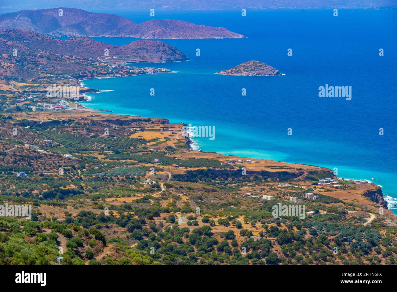 Panorama view of Mirabello bay at Greek island Crete Stock Photo - Alamy