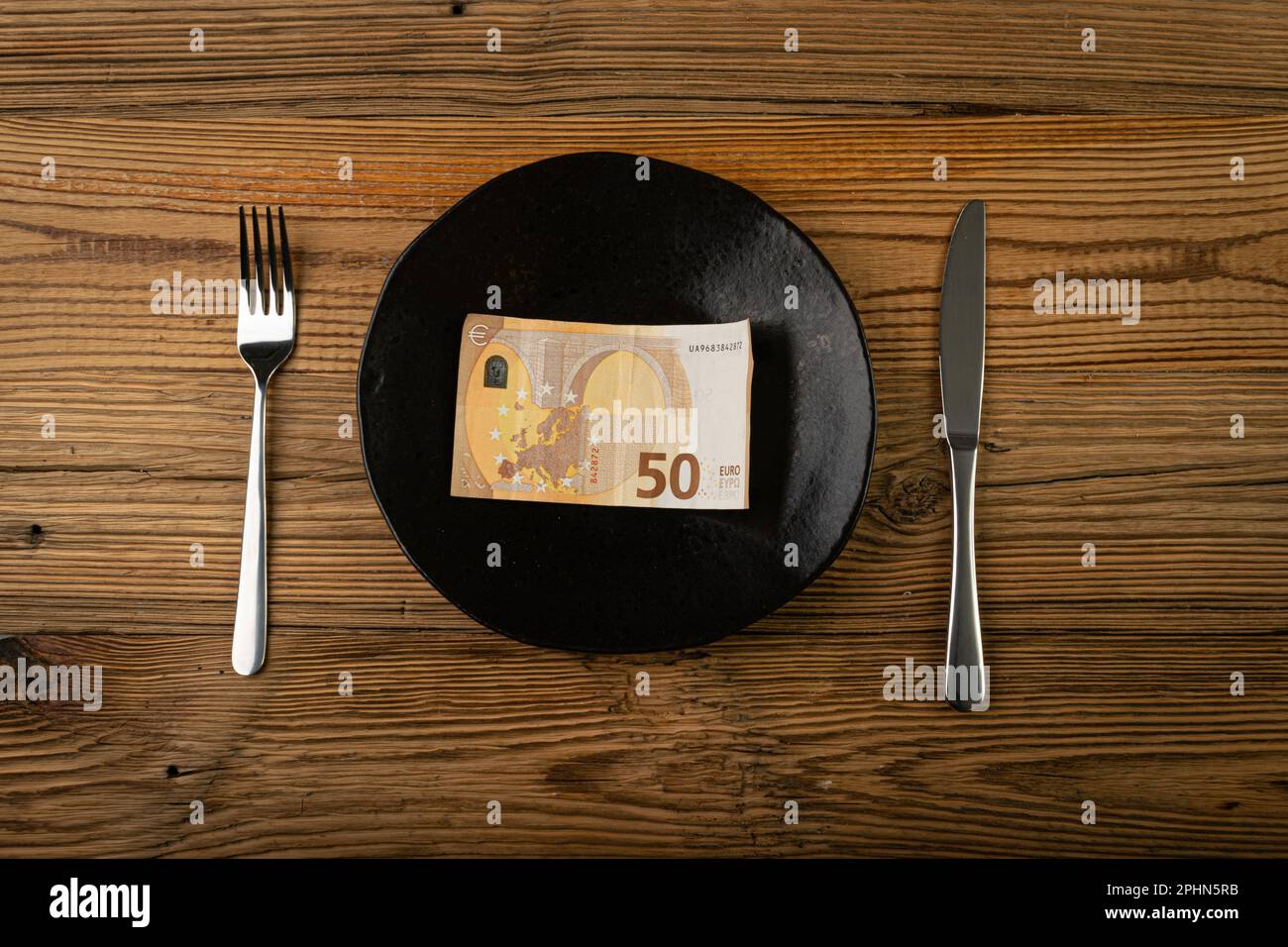 Money on Plate, Food Expenses Concept, Paper Euro as Food, Eating Money ...