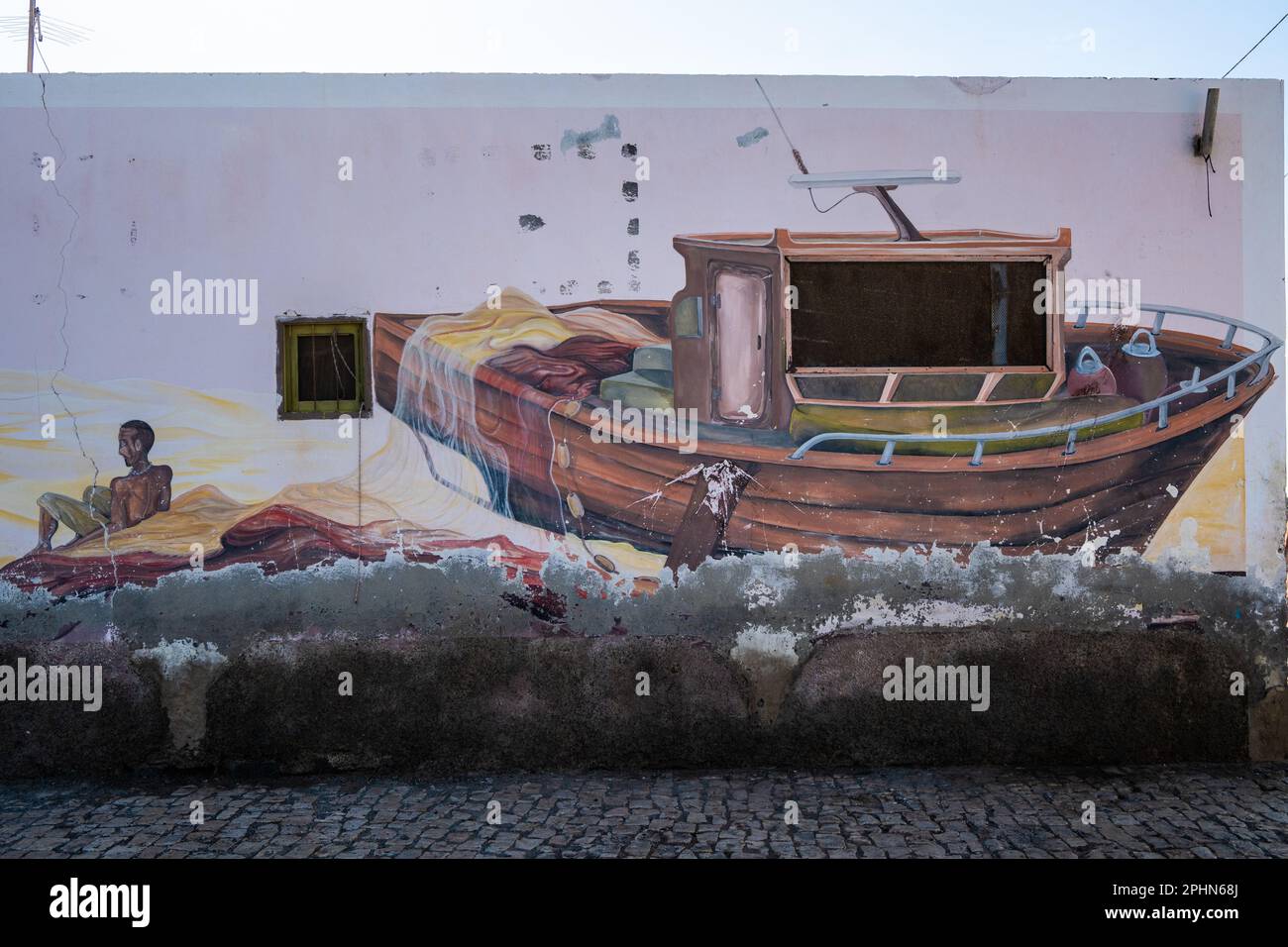 Cape Verde, painted buildings in Palmeira Stock Photo - Alamy