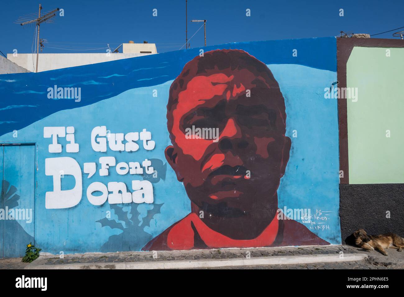 Cape Verde, painted buildings in Palmeira Stock Photo - Alamy