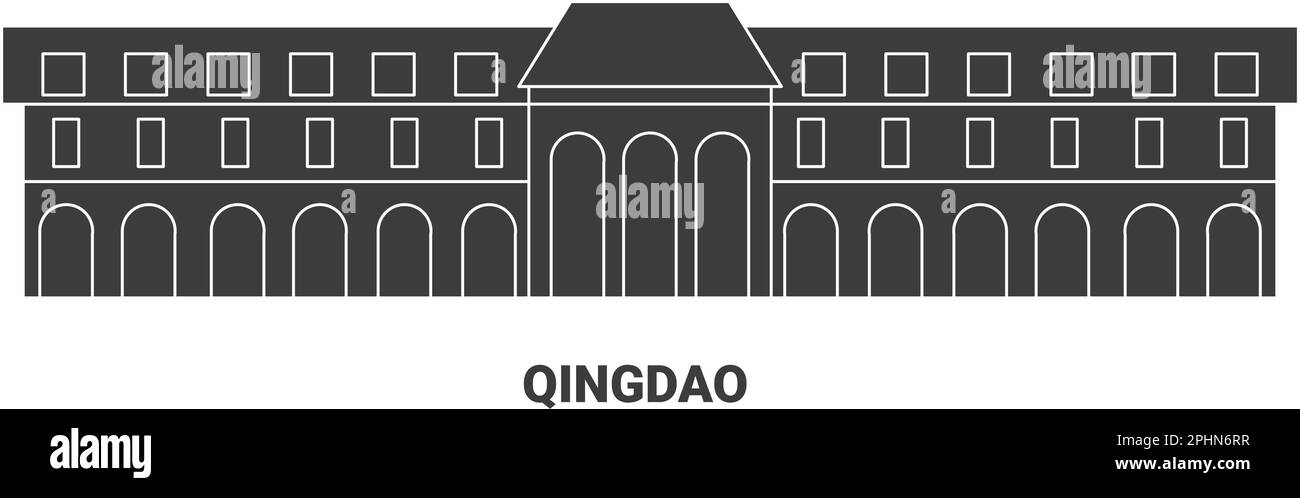 China, Qingdao travel landmark vector illustration Stock Vector Image ...