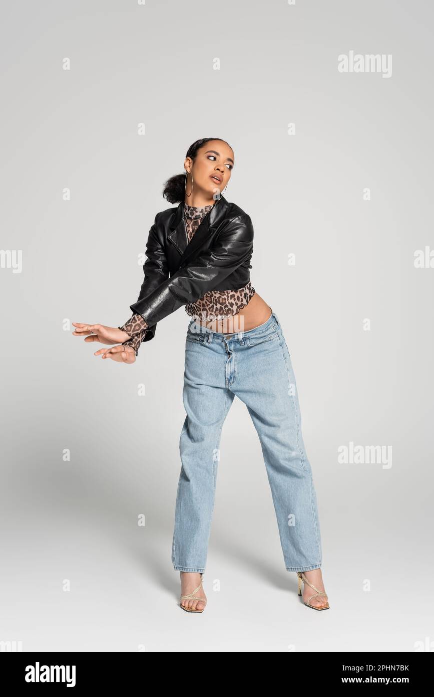 full length of glamorous african american woman in high heels and ...