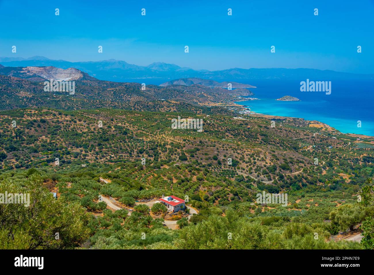 Panorama view of Mirabello bay at Greek island Crete Stock Photo - Alamy