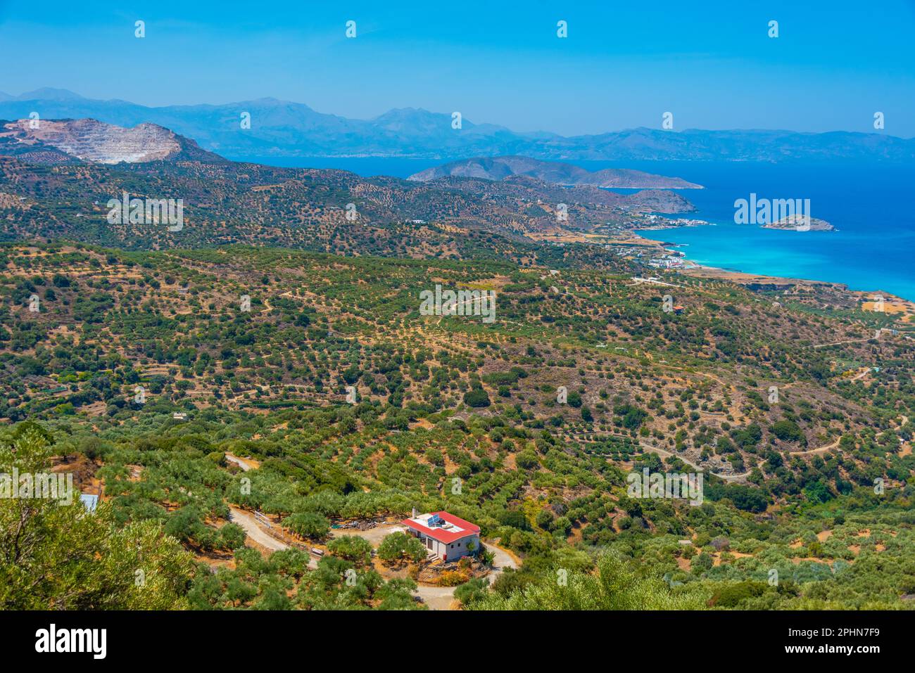 Panorama view of Mirabello bay at Greek island Crete Stock Photo - Alamy