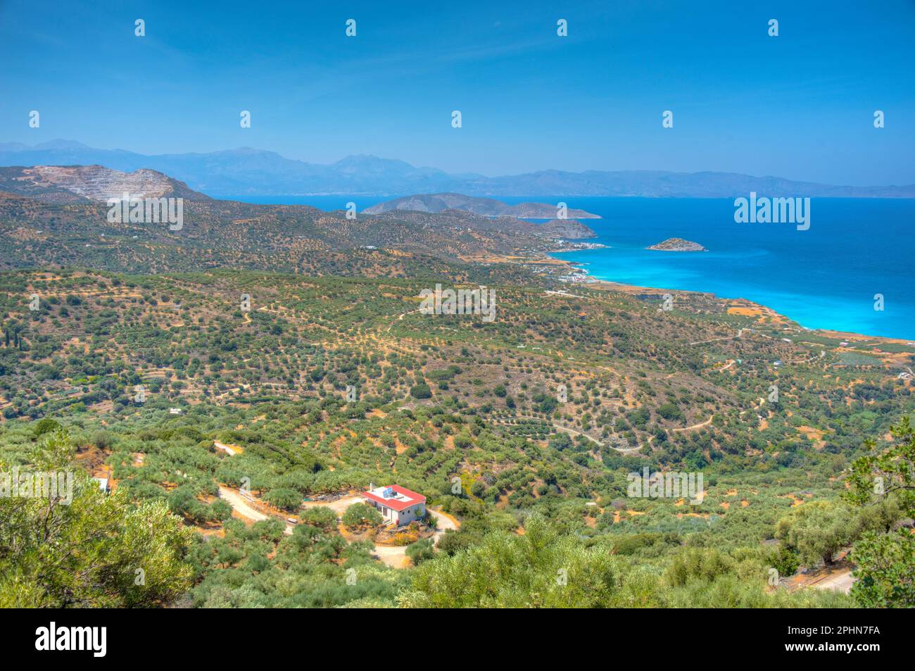 Panorama view of Mirabello bay at Greek island Crete Stock Photo - Alamy