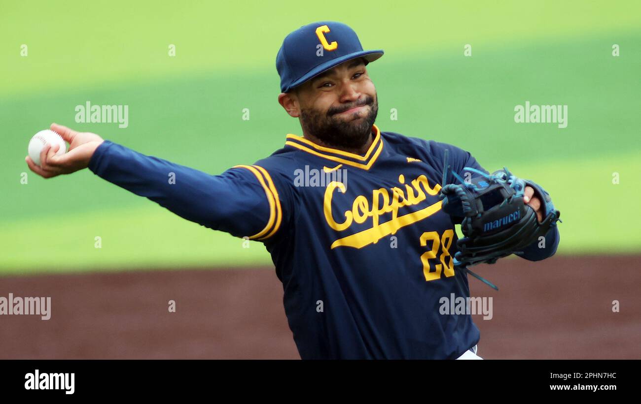 Coppin State University infielder Brian Nicolas (28) throws during an ...