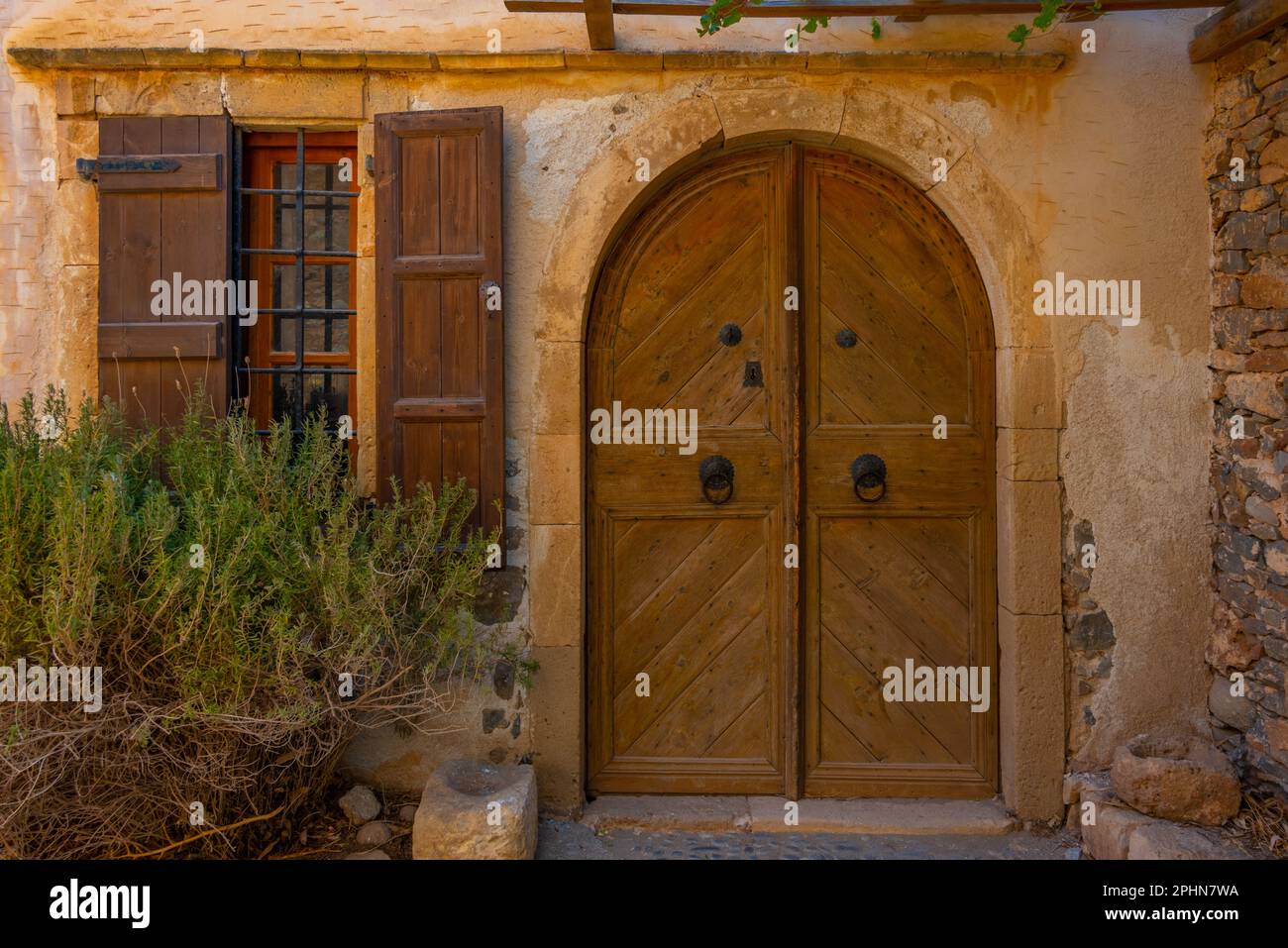 Old buildings at Spinalonga Fortress at Greek island Crete Stock Photo ...