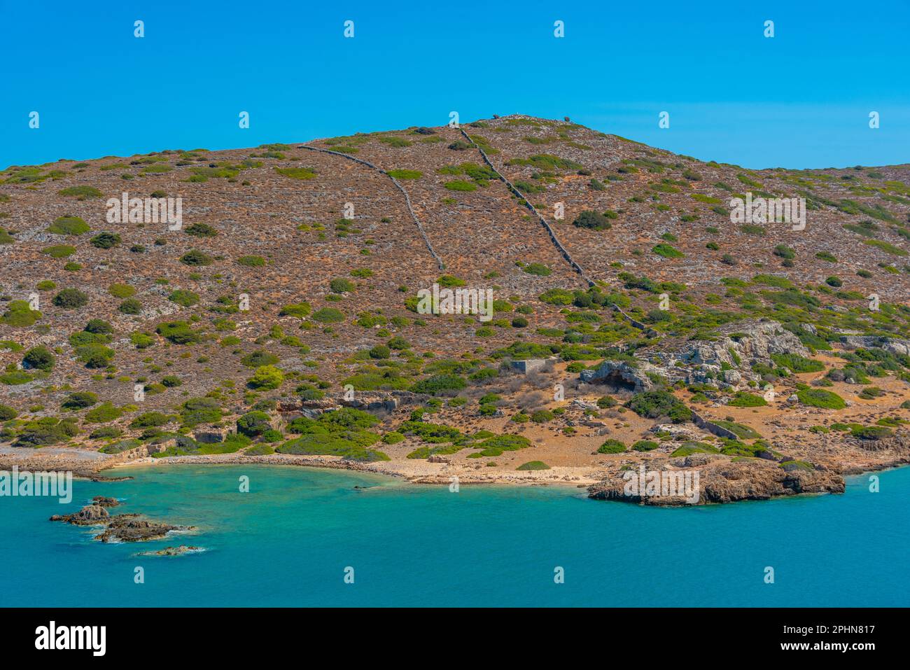 Spinalonga peninsula at Greek island Crete Stock Photo - Alamy