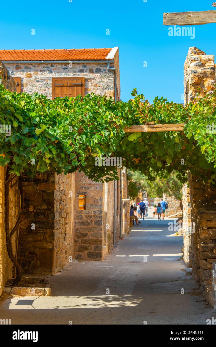 Old buildings at Spinalonga Fortress at Greek island Crete Stock Photo ...