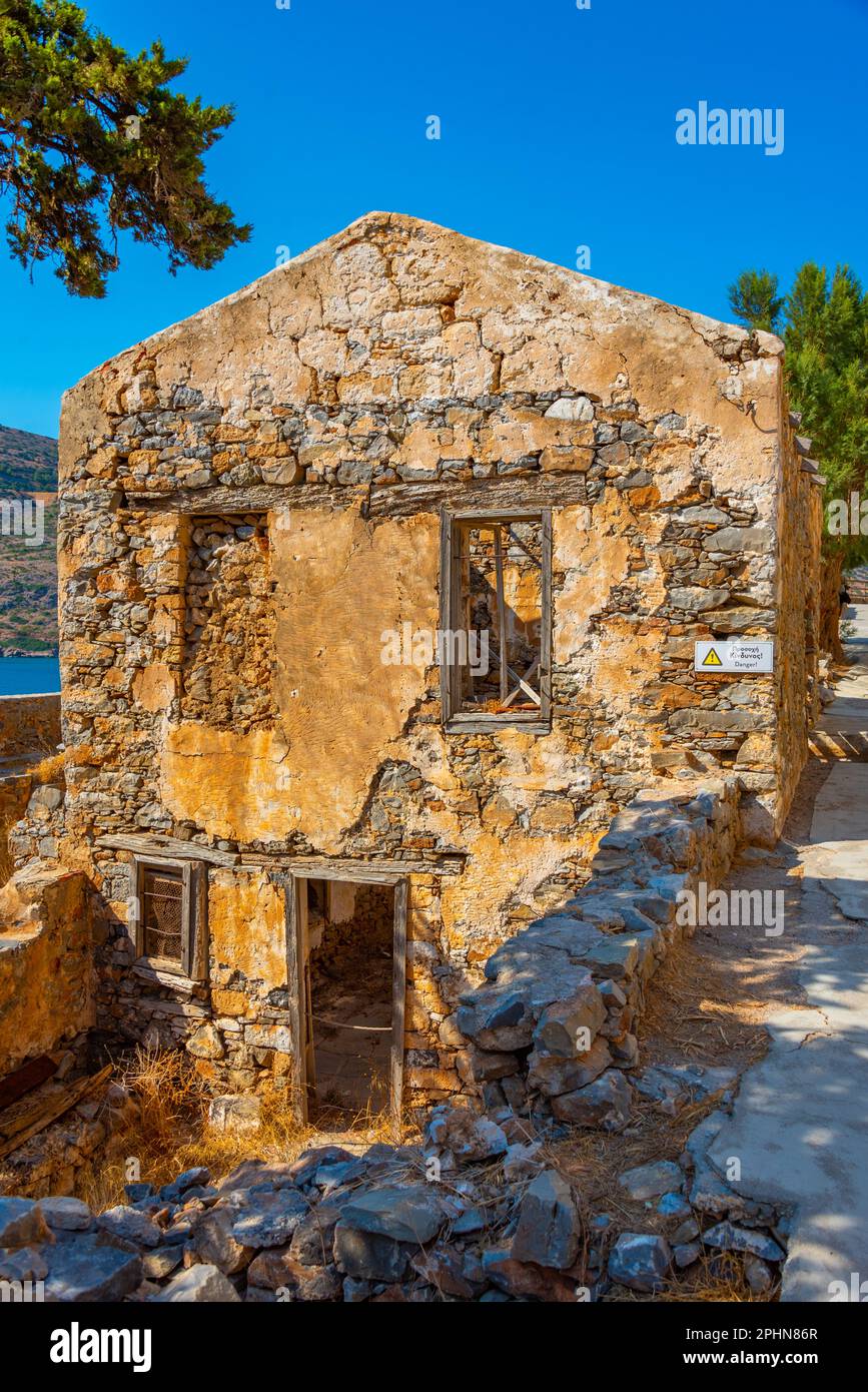 Old buildings at Spinalonga Fortress at Greek island Crete Stock Photo ...