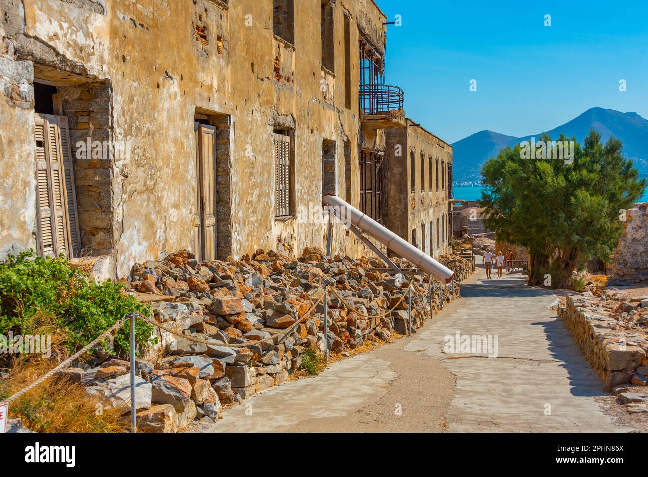 Old buildings at Spinalonga Fortress at Greek island Crete Stock Photo ...