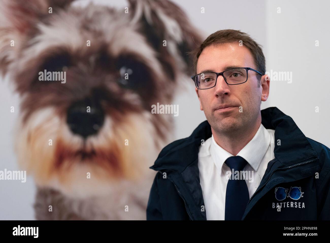 CEO Peter Laurie speaks to the media at Battersea Cats & Dogs Home in ...