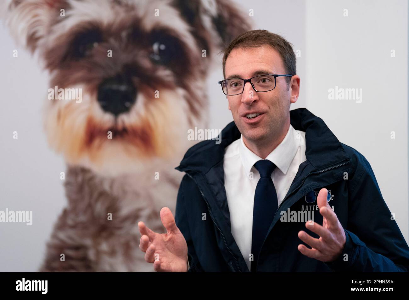 CEO Peter Laurie speaks to the media at Battersea Cats & Dogs Home in ...