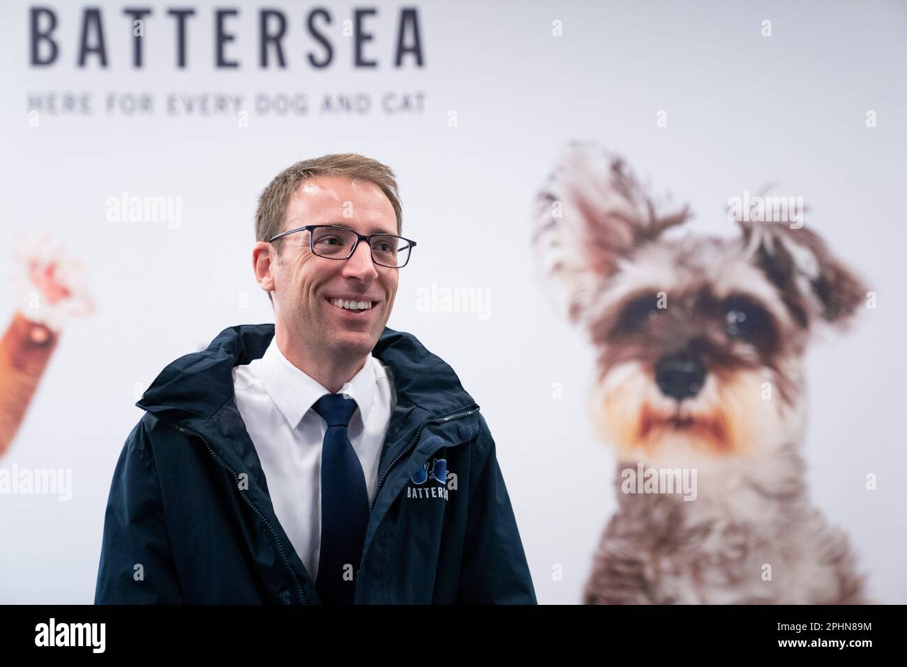 CEO Peter Laurie speaks to the media at Battersea Cats & Dogs Home in ...
