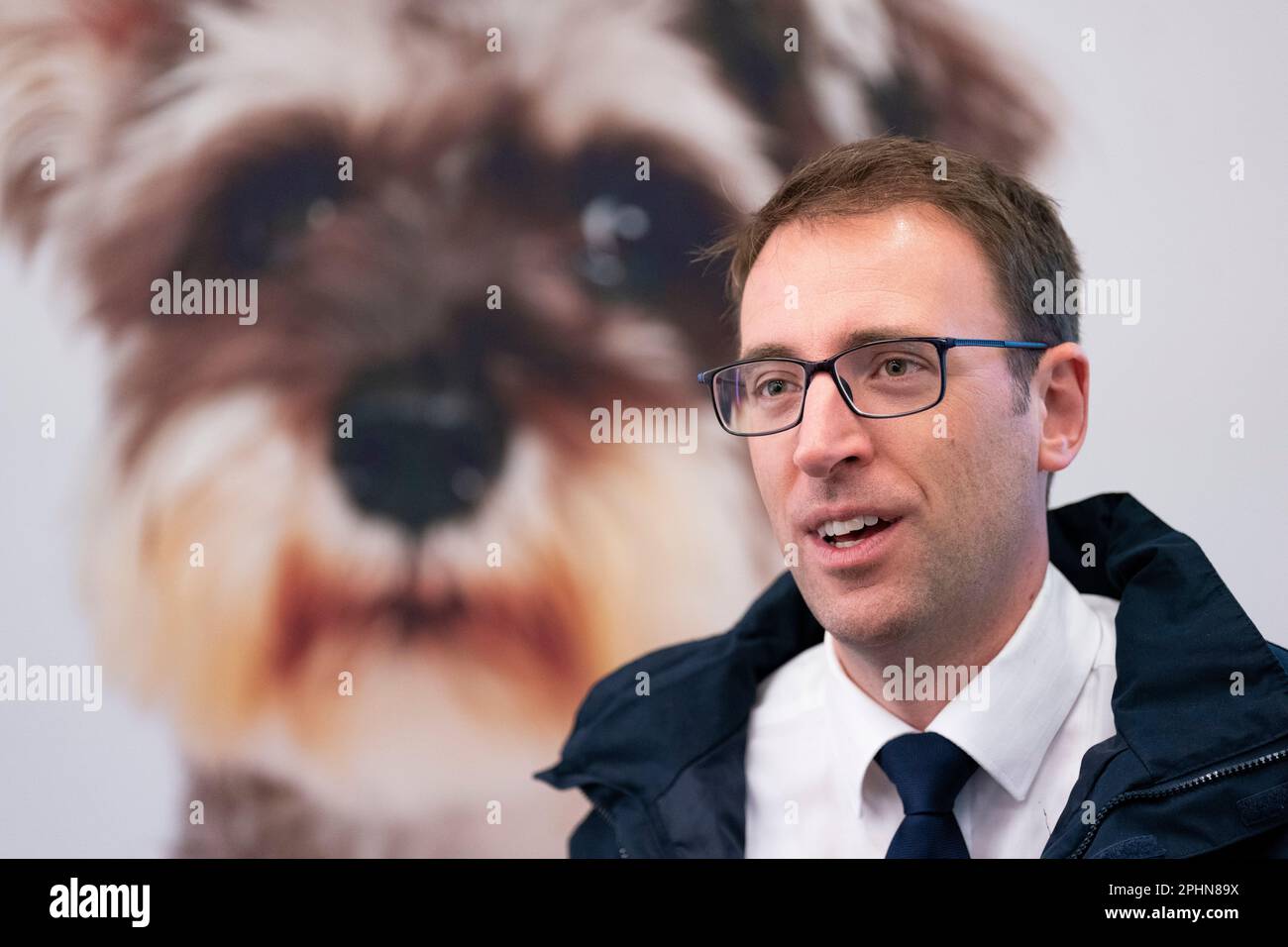 CEO Peter Laurie speaks to the media at Battersea Cats & Dogs Home in ...