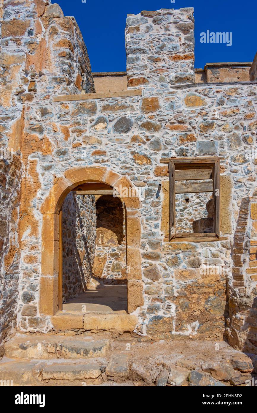 Old buildings at Spinalonga Fortress at Greek island Crete Stock Photo ...