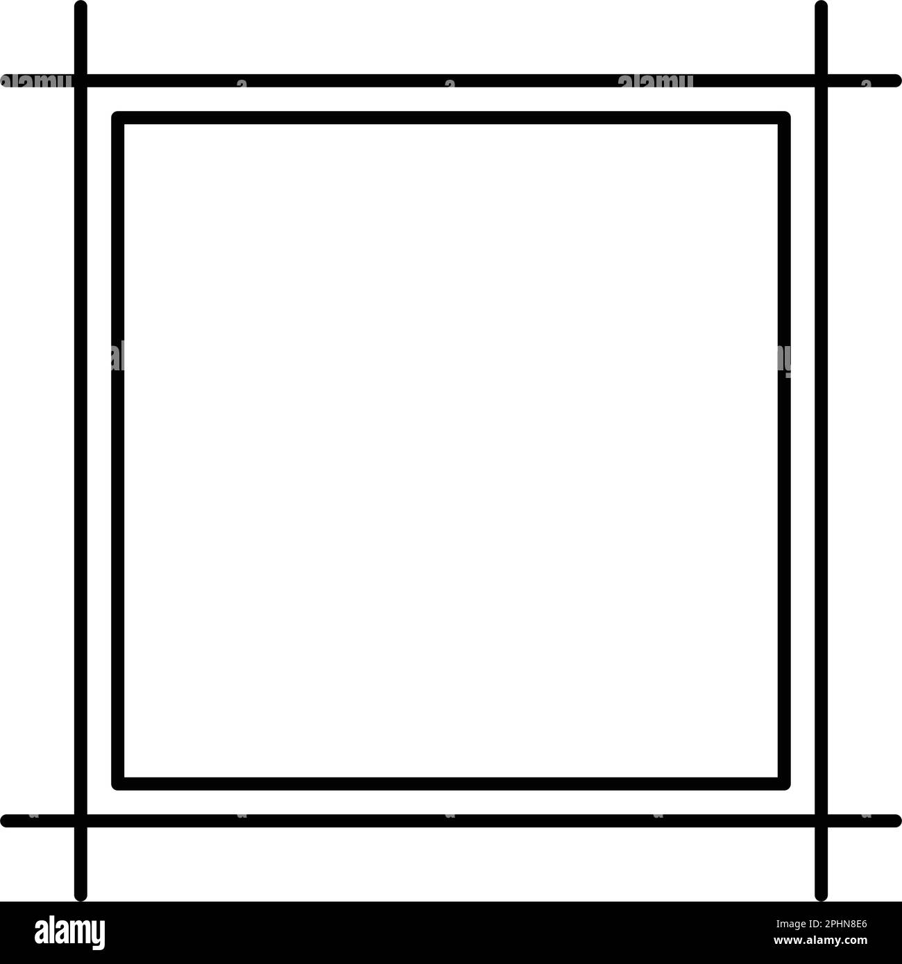 Square frame shape icon, vertical decorative vintage border doodle ...