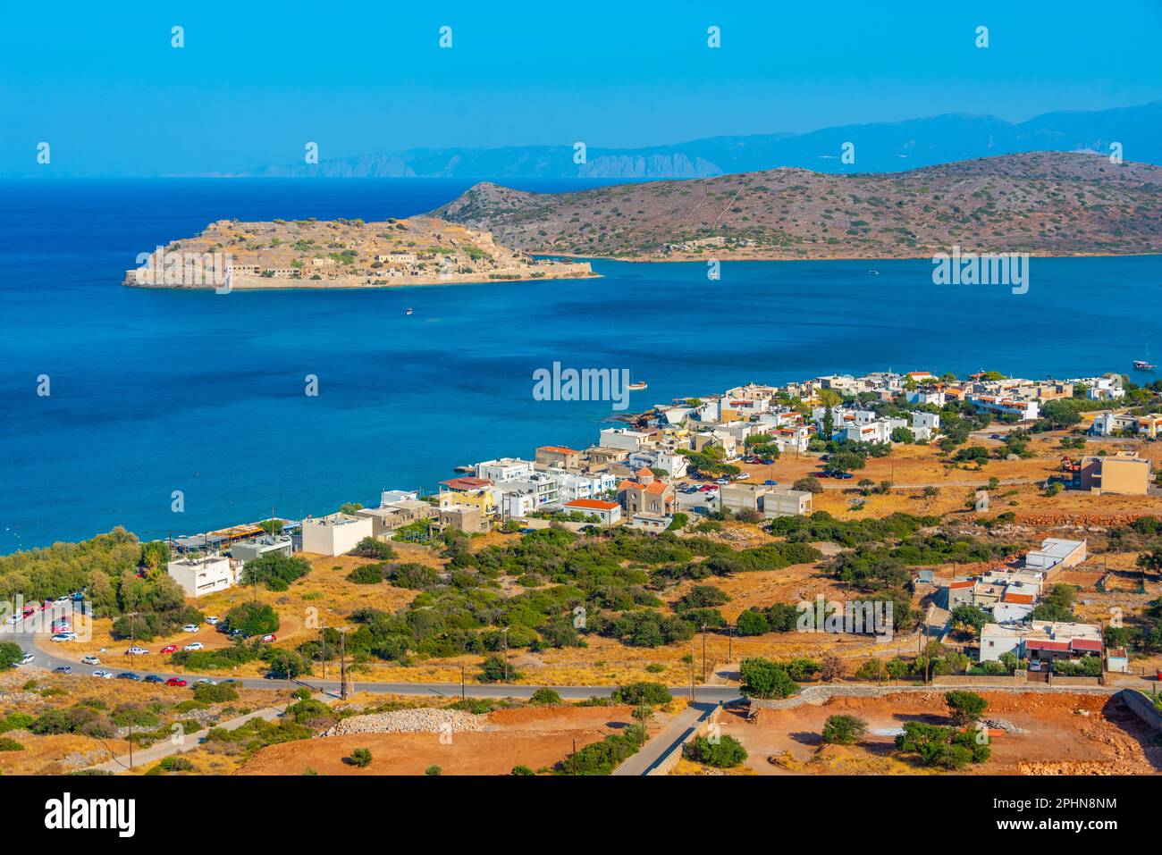 Panorama view over Spinalonga island at Crete, Greece Stock Photo - Alamy