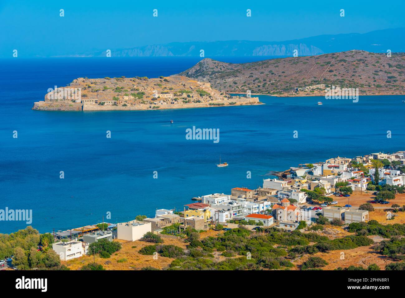 Panorama view over Spinalonga island at Crete, Greece Stock Photo - Alamy
