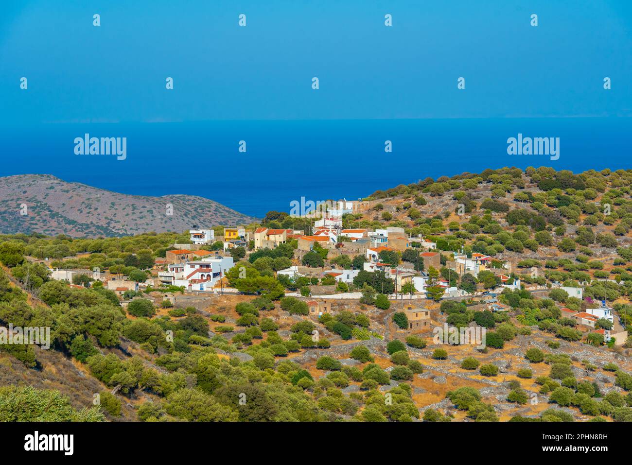 view of a mountain village at Greek island Crete Stock Photo - Alamy