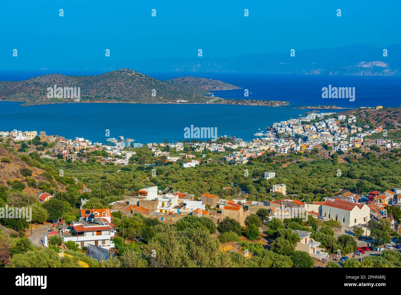 Panorama view of Elounda town at Crete, Greece Stock Photo - Alamy