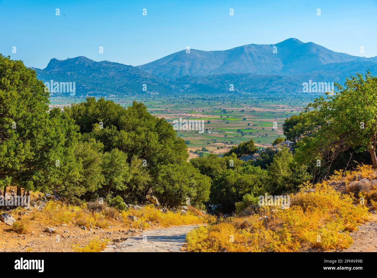Panorama view of Lasithi plateau at Greek island Crete Stock Photo - Alamy