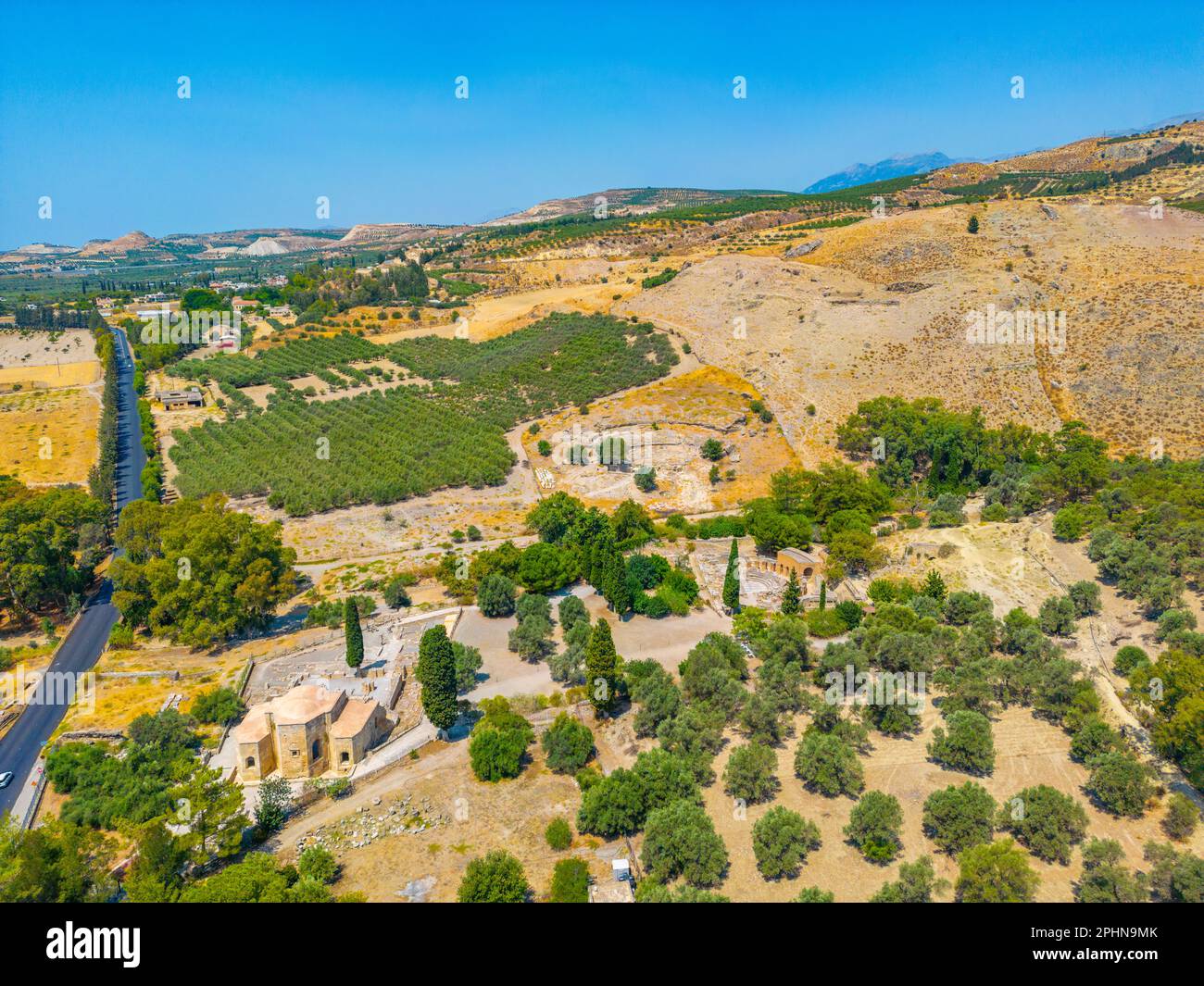 Aerial view of Archaeological Site of Gortyna at Crete, Greece Stock ...