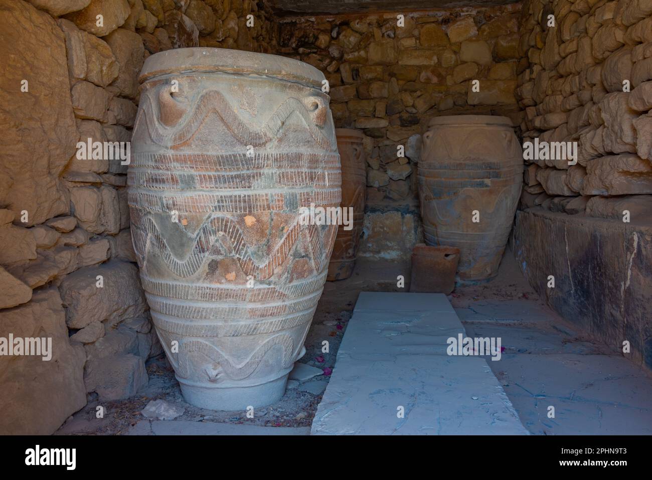 Amphoras at Minoan Palace of Phaistos at Greek island Crete Stock Photo ...