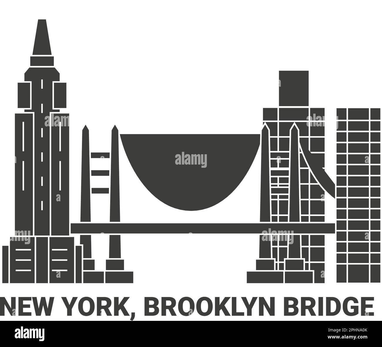 United States, New York, Brooklyn Bridge, travel landmark vector ...
