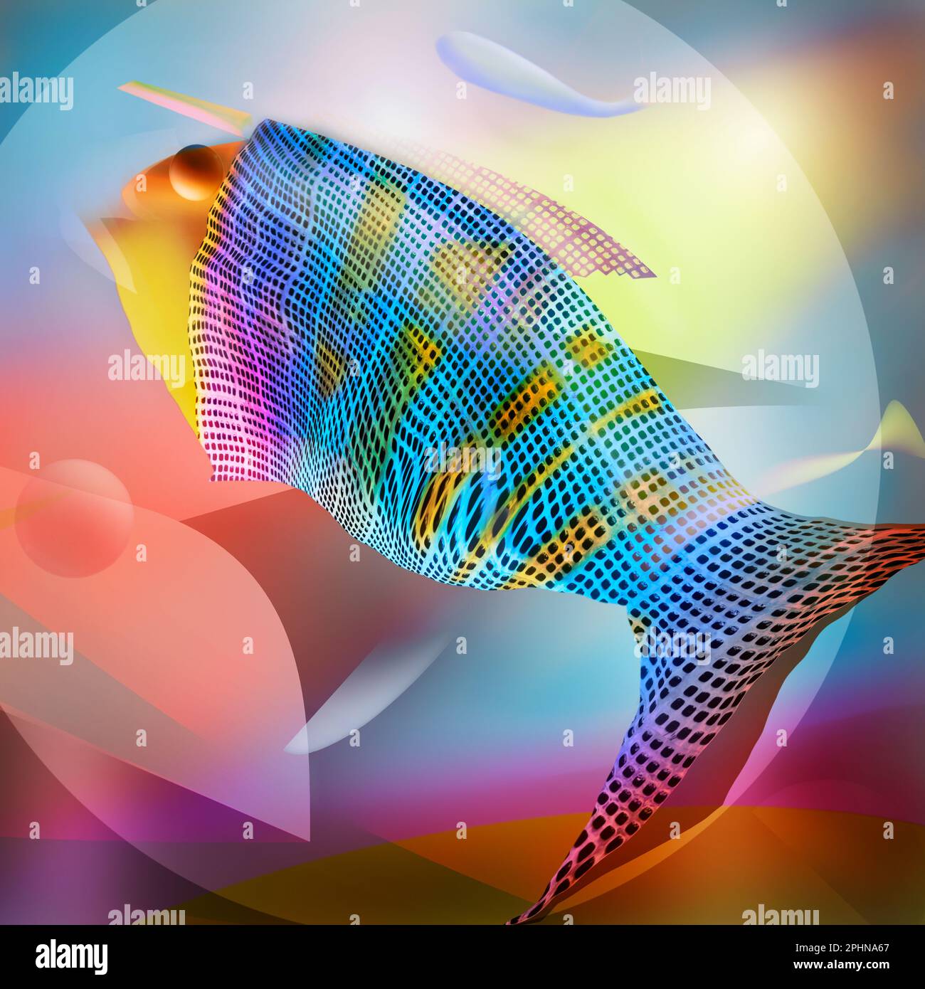 Abstract Digital Art with Fish Stock Photo - Alamy