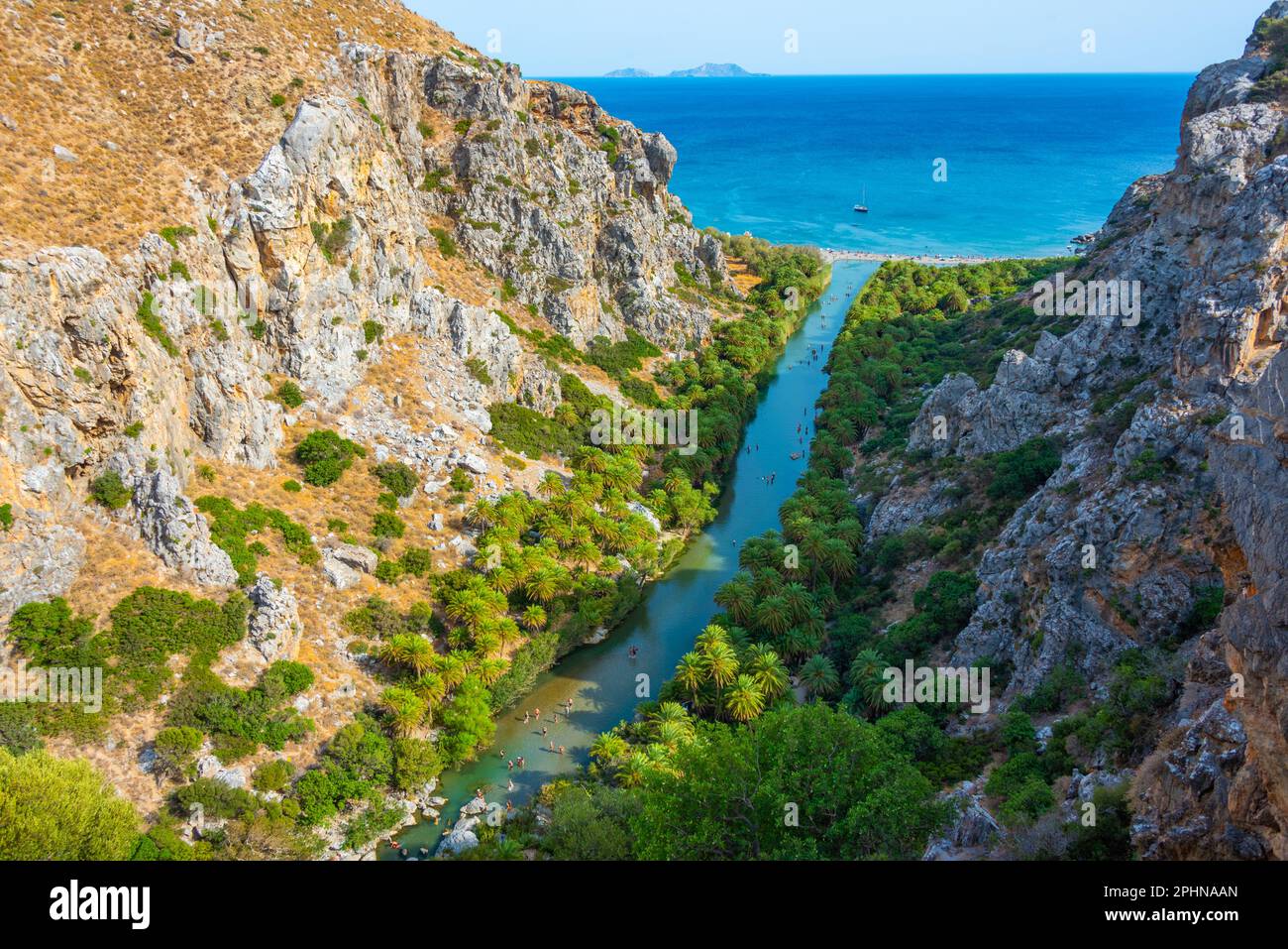 Panorama view of Preveli beach at Greek island Crete Stock Photo - Alamy